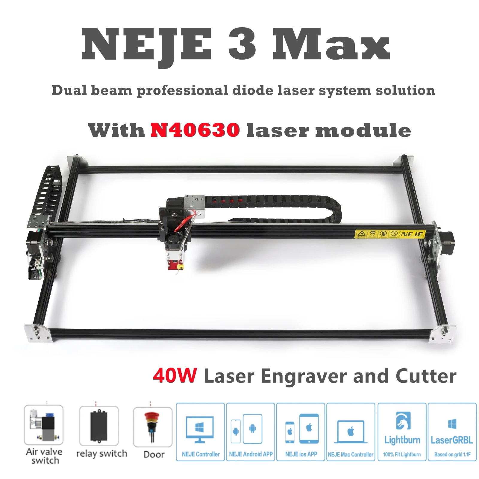 NEJE 3 Max 40W Laser Engraver, With N40630 Module 5.5 7.5W Output CNC ...
