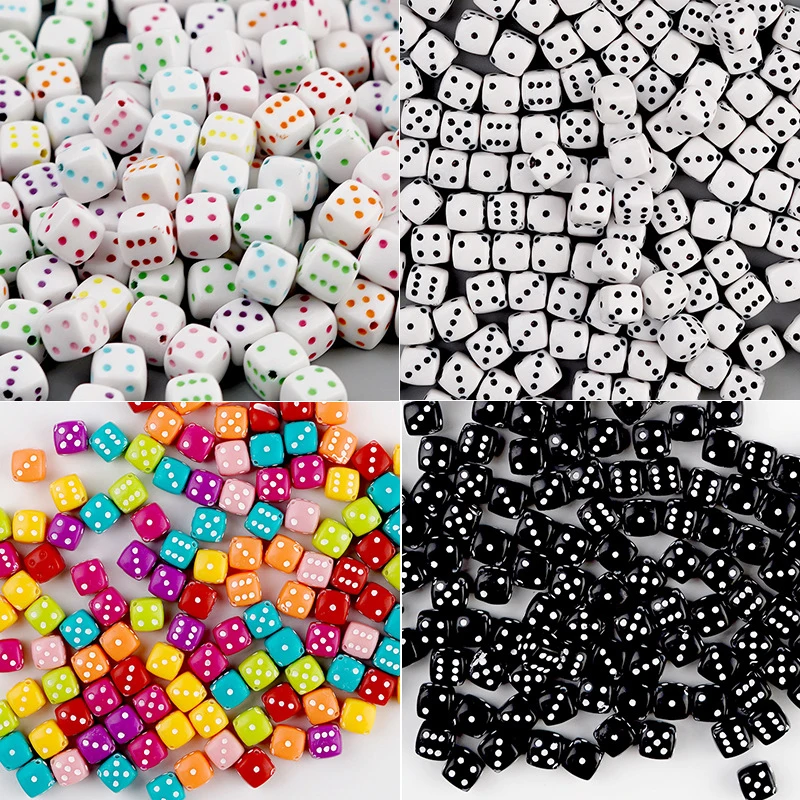 50pcs/Lot 8mm Acrylic Dice Beads Square Shape Cubic Spacer Beads for ...