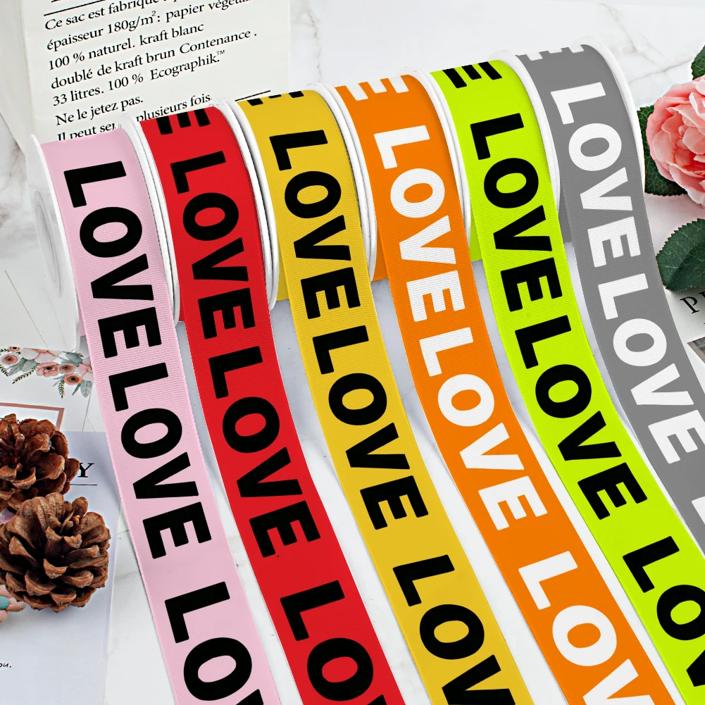 Cinta-de-sat-n-con-estampado-de-letras-y-palabras-de-amor-para-envolver ...