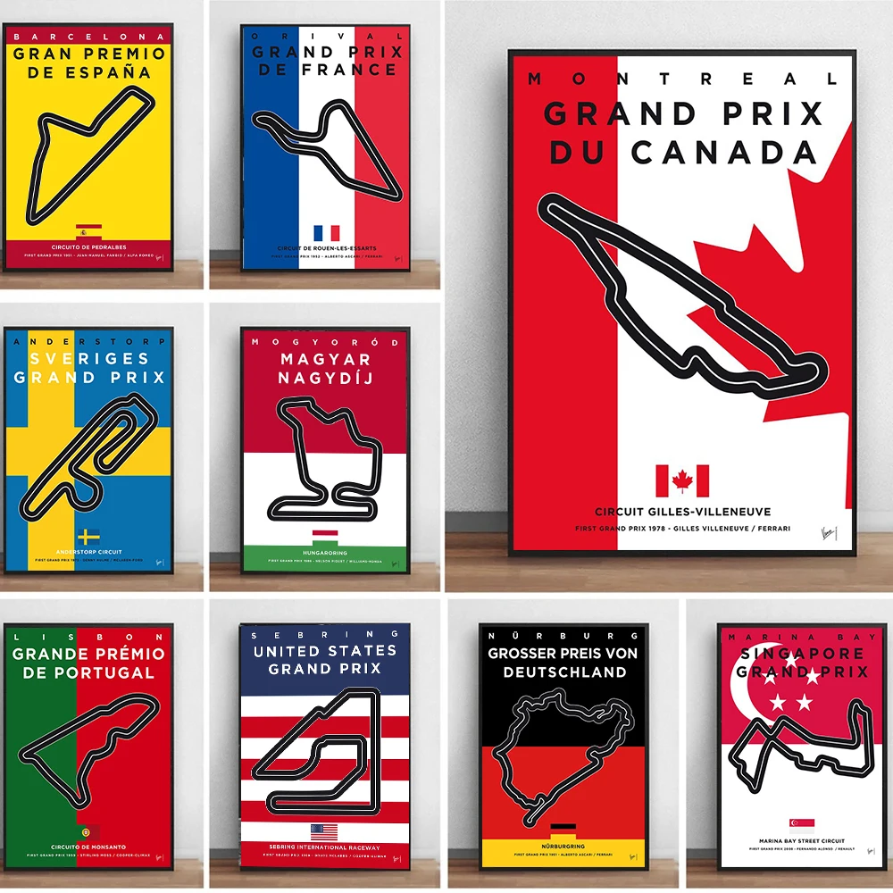 Abstract-Formula-1-Track-Circuit-Canvas-Painting-Wall-Art-Canada-France ...