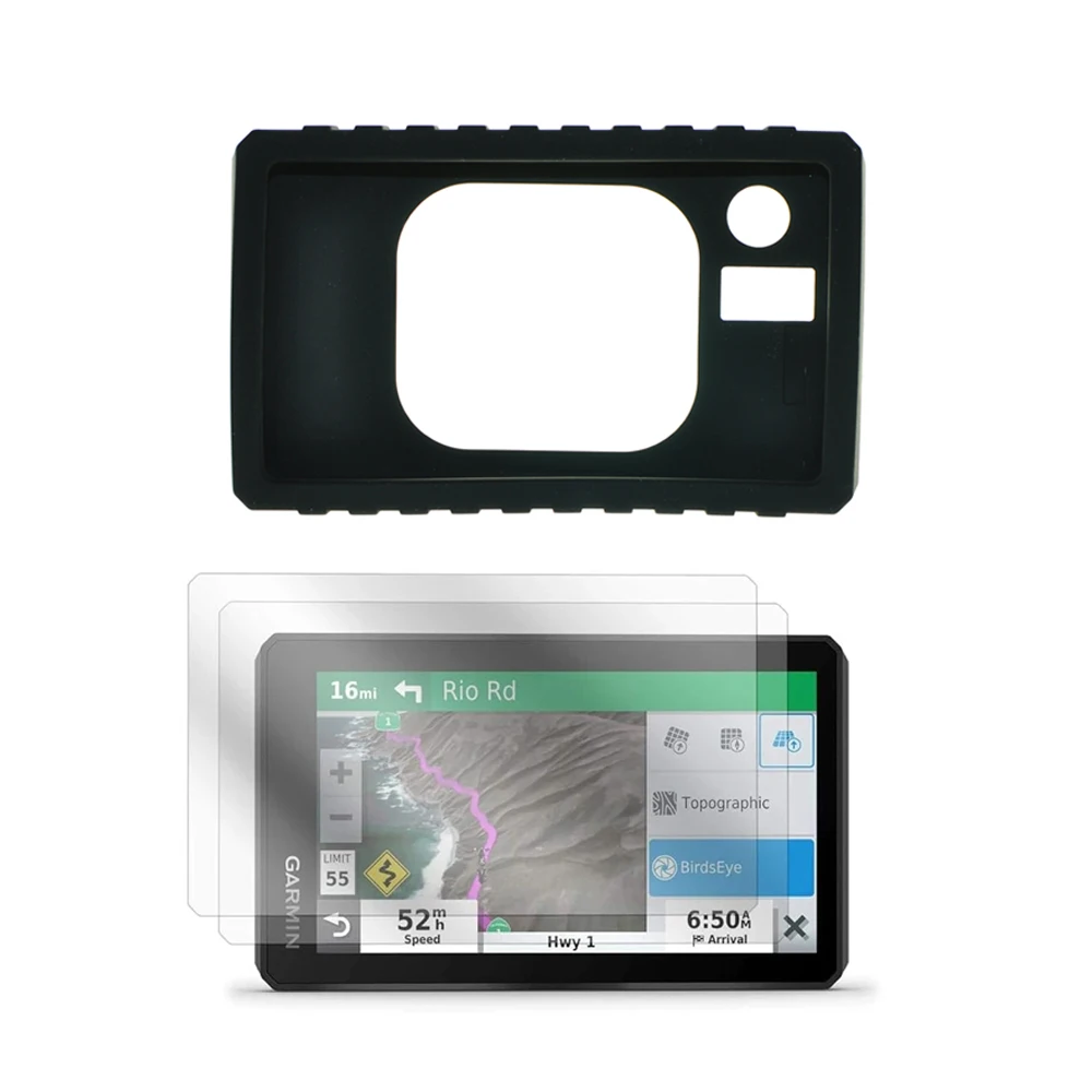 LCD Screen Protector Shield Film + Protect Silicon Case Skin for Garmin ...