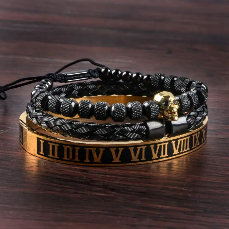 Gothic-Punk-Style-Men-s-Bracelets-Vintage-Braided-Skull-Head-Ghost ...