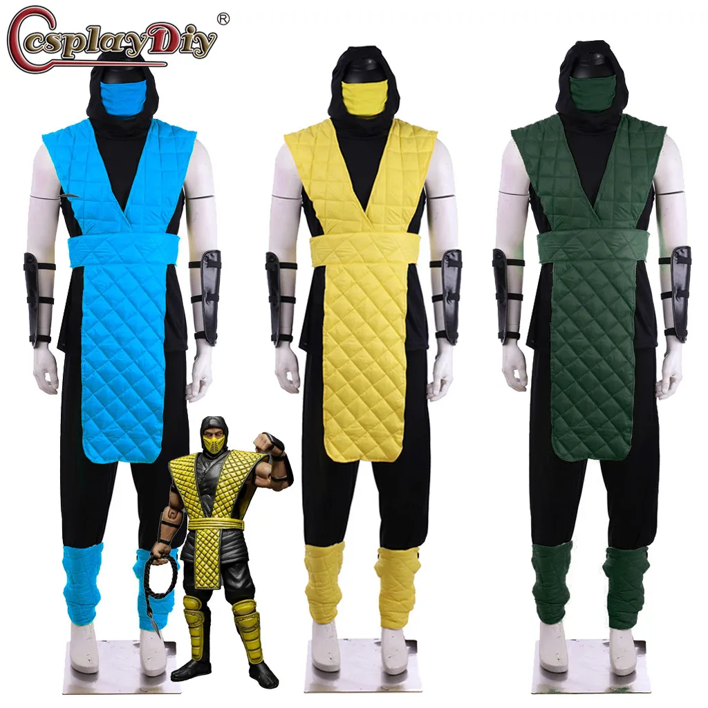 Game Mortal Kombat X Scorpion Costume Sub-Zero Cosplay Yellow Blue ...