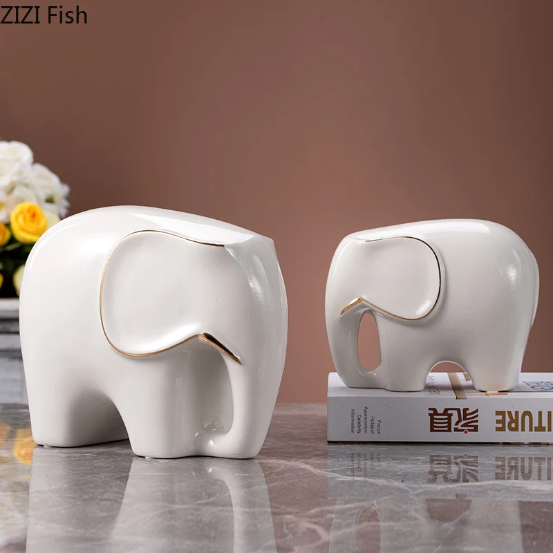 Gilded-Elephant-Sculpture-Minimalist-Ceramic-Crafts-Desk-Decoration ...