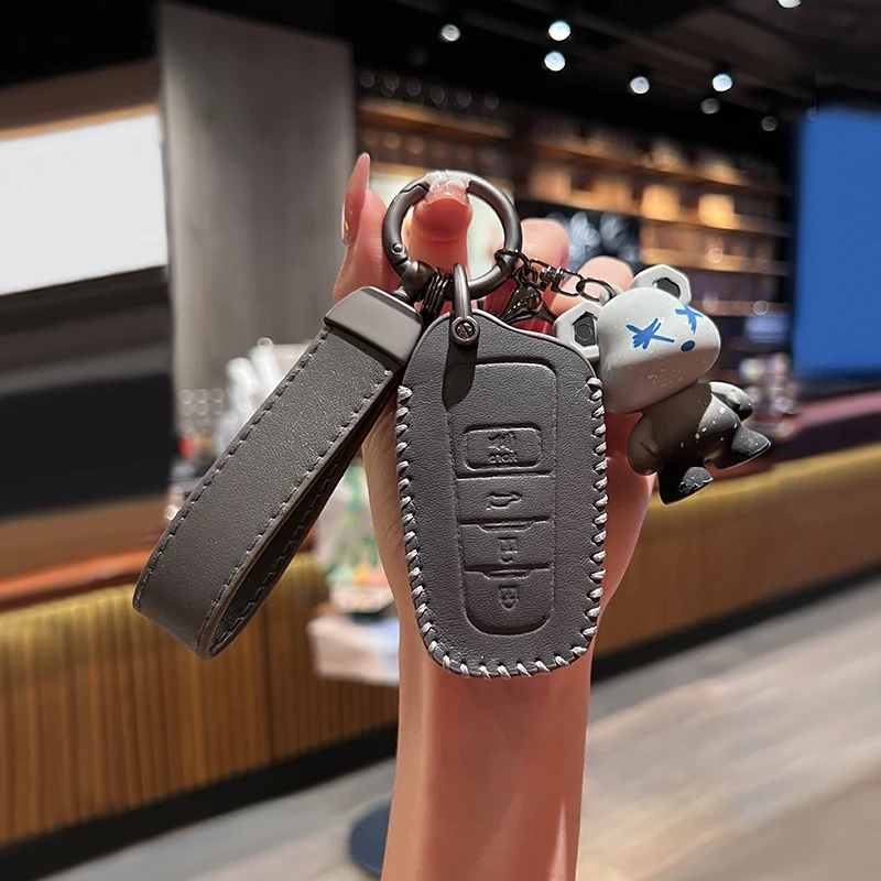 Leather-Car-Key-Case-For-for-Toyota-Remote-Control-Car-Key-Cover-Chain ...