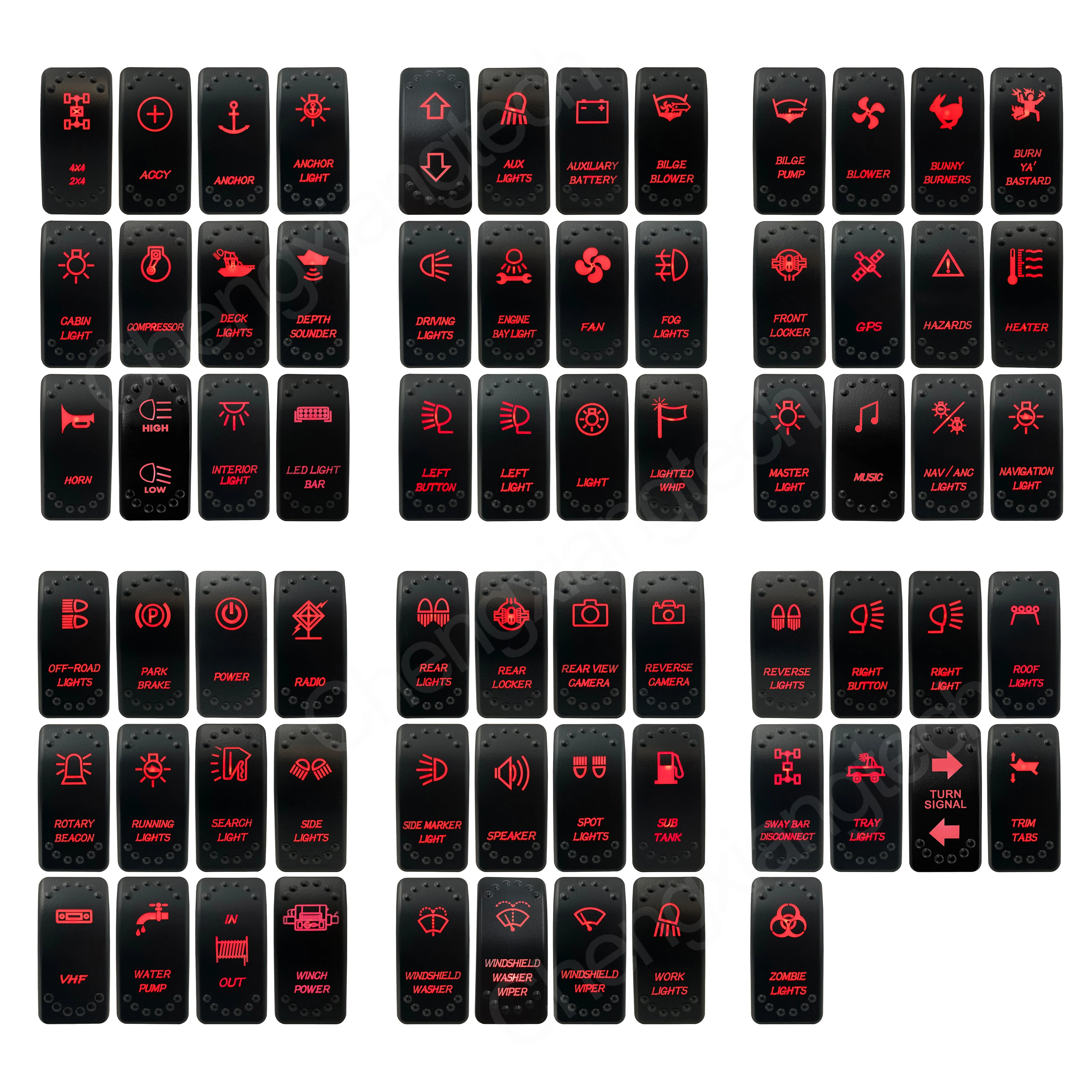 Industrial Rocker Switches 12V 20A Red LED Rocker Switch - ON/OFF ...