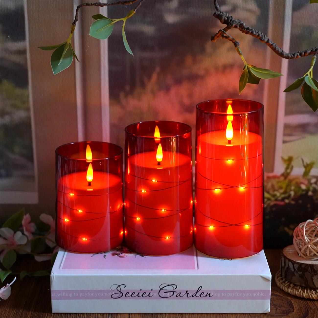 Red-acrylic-led-flameless-electronic-candle-light-Christmas-Halloween ...