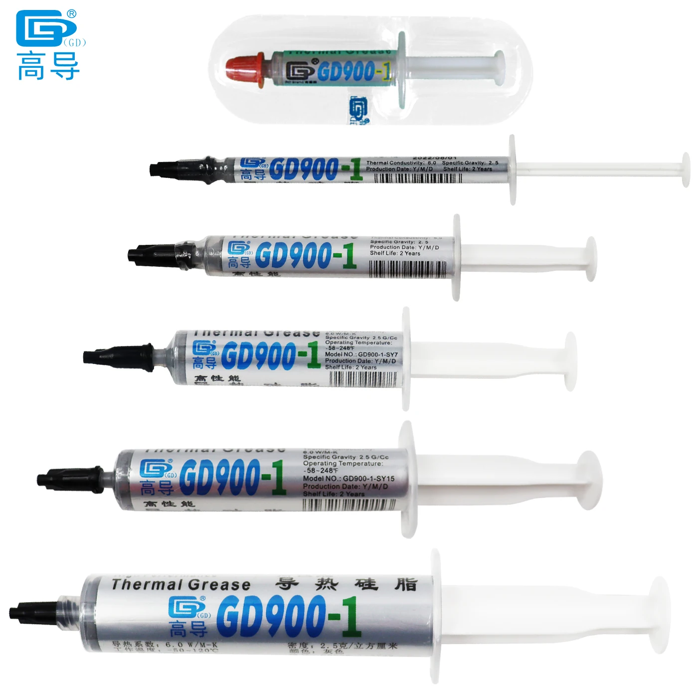 Net Weight 1/3/7/15/30 Grams Gray GD900-1 Thermal Conductive Grease ...