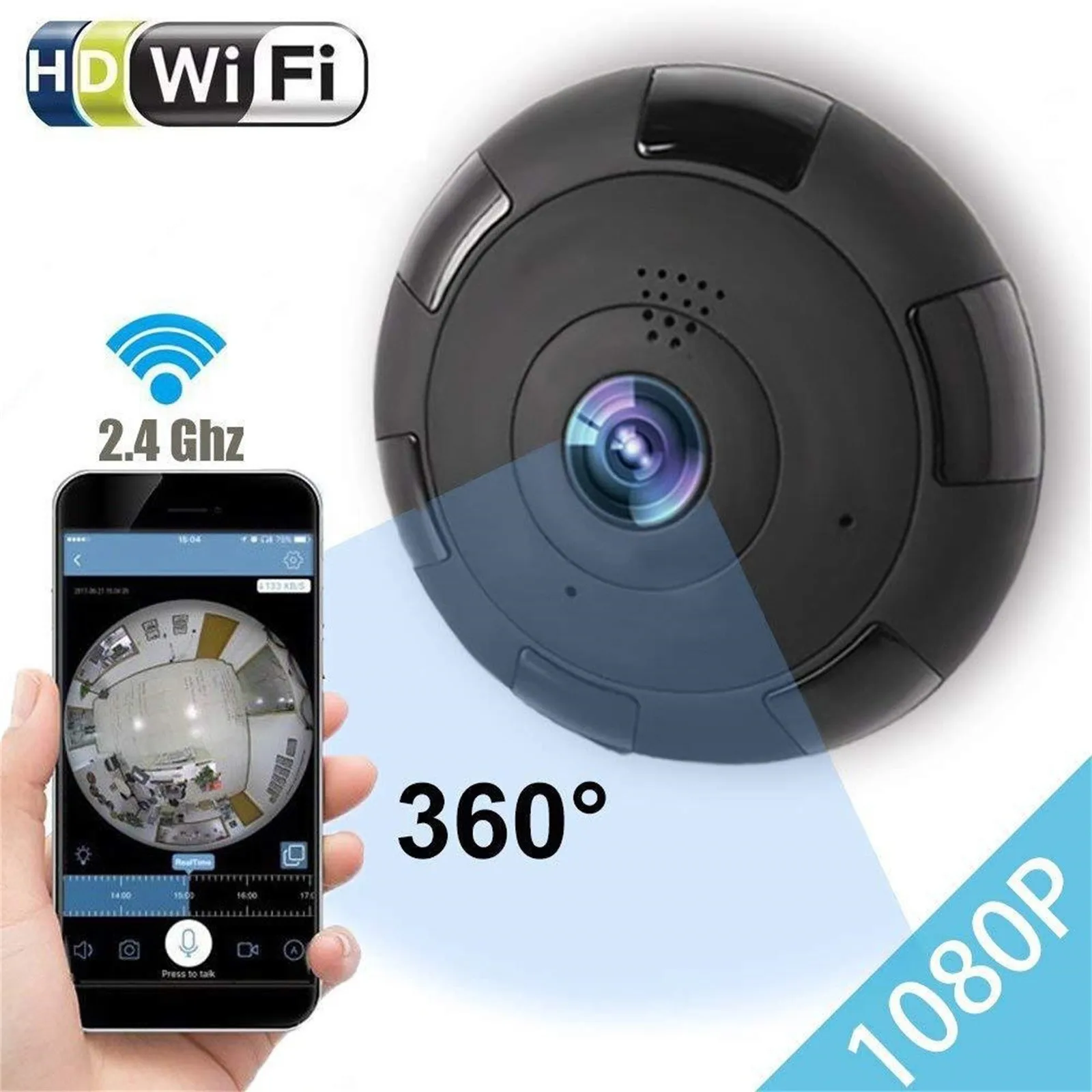 Hd 1080p Mini Secret Ip Cam 360 Degree Panorama Wifi Home Security ...