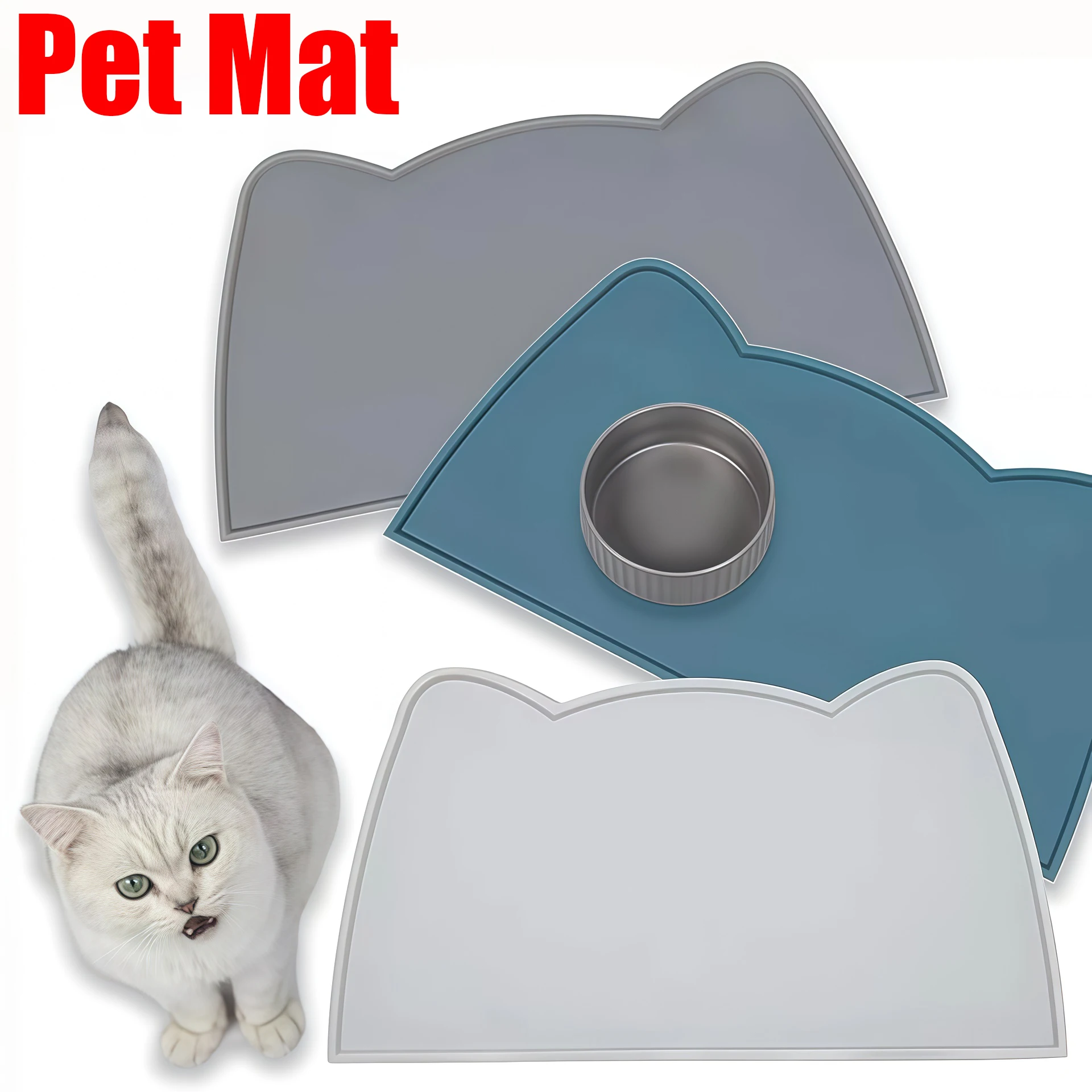 Food Grade Silicone Cat Mat Anti-dirty Easy to Clean Cats and Dog Bowl ...