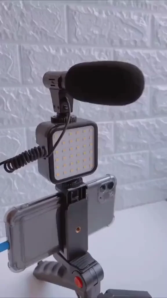 Portable Vlogging Kit with Microphone, Tripod & LED Light | Complete ...