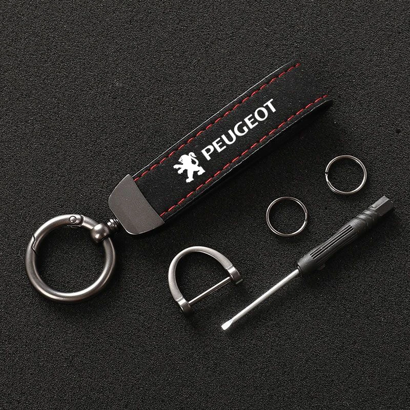 Luxury-Suede-Leather-Keyring-Car-Keychain-For-Peugeot-206-207-208-301 ...