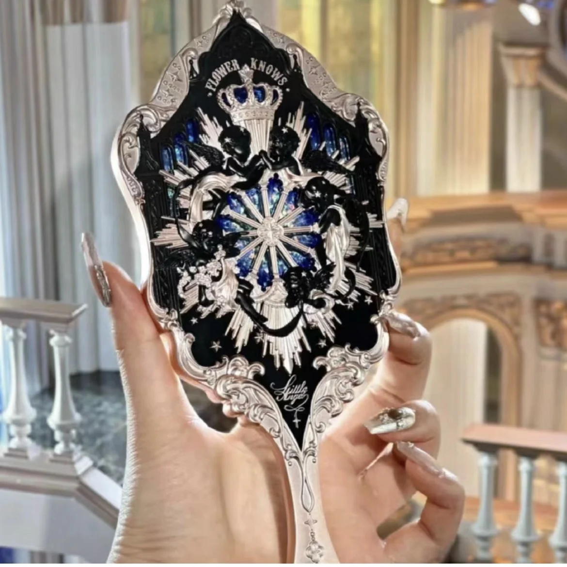 Flower-Knows-Little-Angel-Espejo-de-mano-negro-blanco-exquisito ...