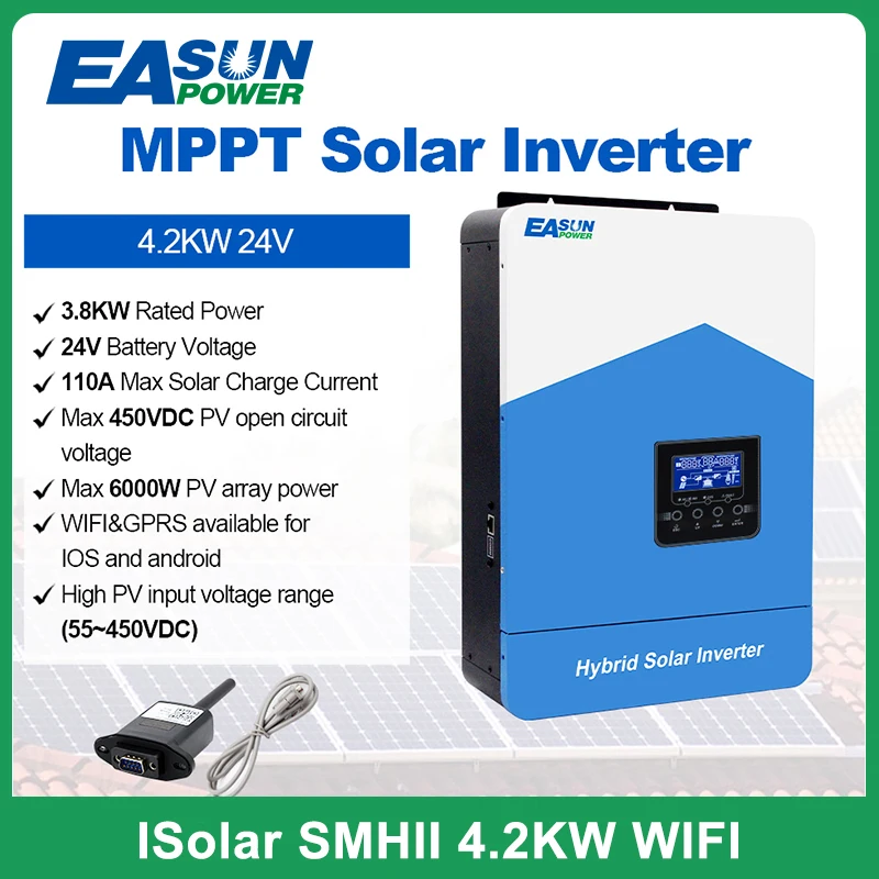 Easun-4200VA-3800W-Hybrid-Solar-Inverter-24V-Built-MPPT-110A-Solar ...