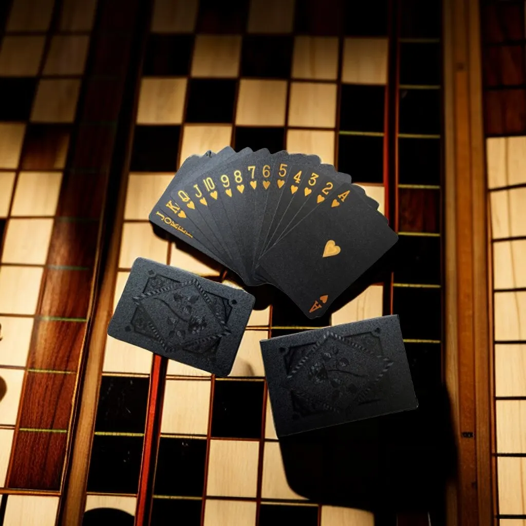 Color-Black-Gold-Playing-Card-Game-Card-Group-Waterproof-Poker-Suit ...