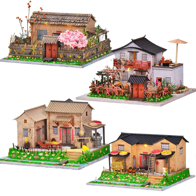 DIY-Village-Casa-Wooden-Miniature-Building-Kits-Doll-Houses-with ...