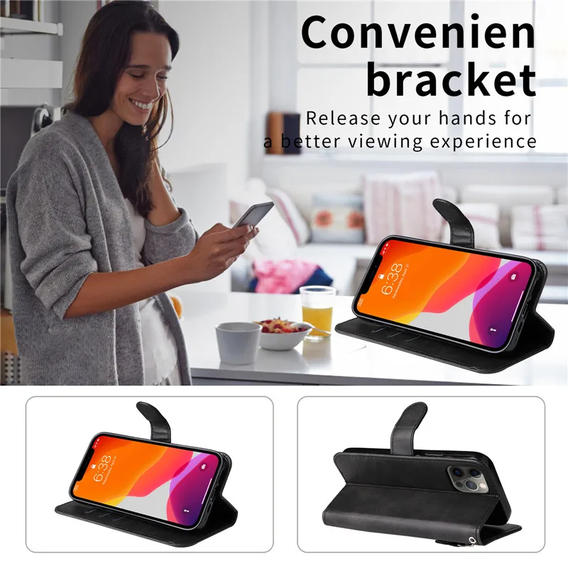 Magnetic Leather Wallet Flip Cover with Zipper Bags Protective Case for ...