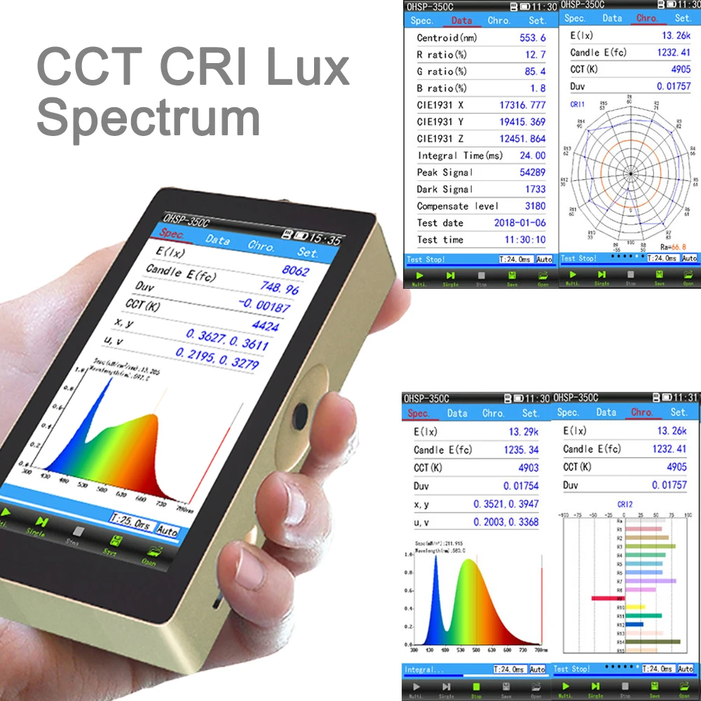 Light-spectrometer-CCT-CRI-Meter-Lux-Spectrum-test-OHSP350C-HOPOOCOLOR ...