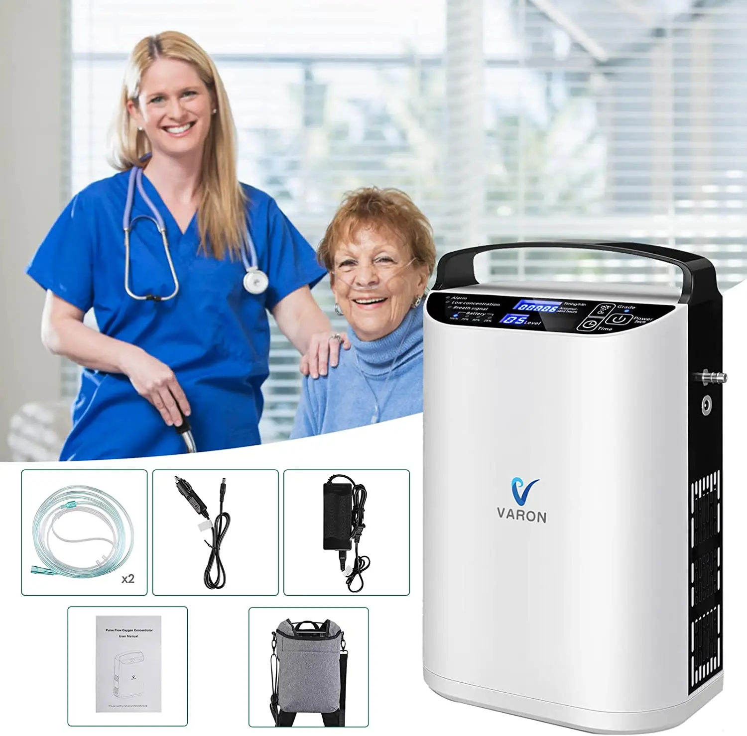 Varon NT-01 Pro 1-5L Adjustable Pulse Flow 93%±3% 0xy-gen Air ...