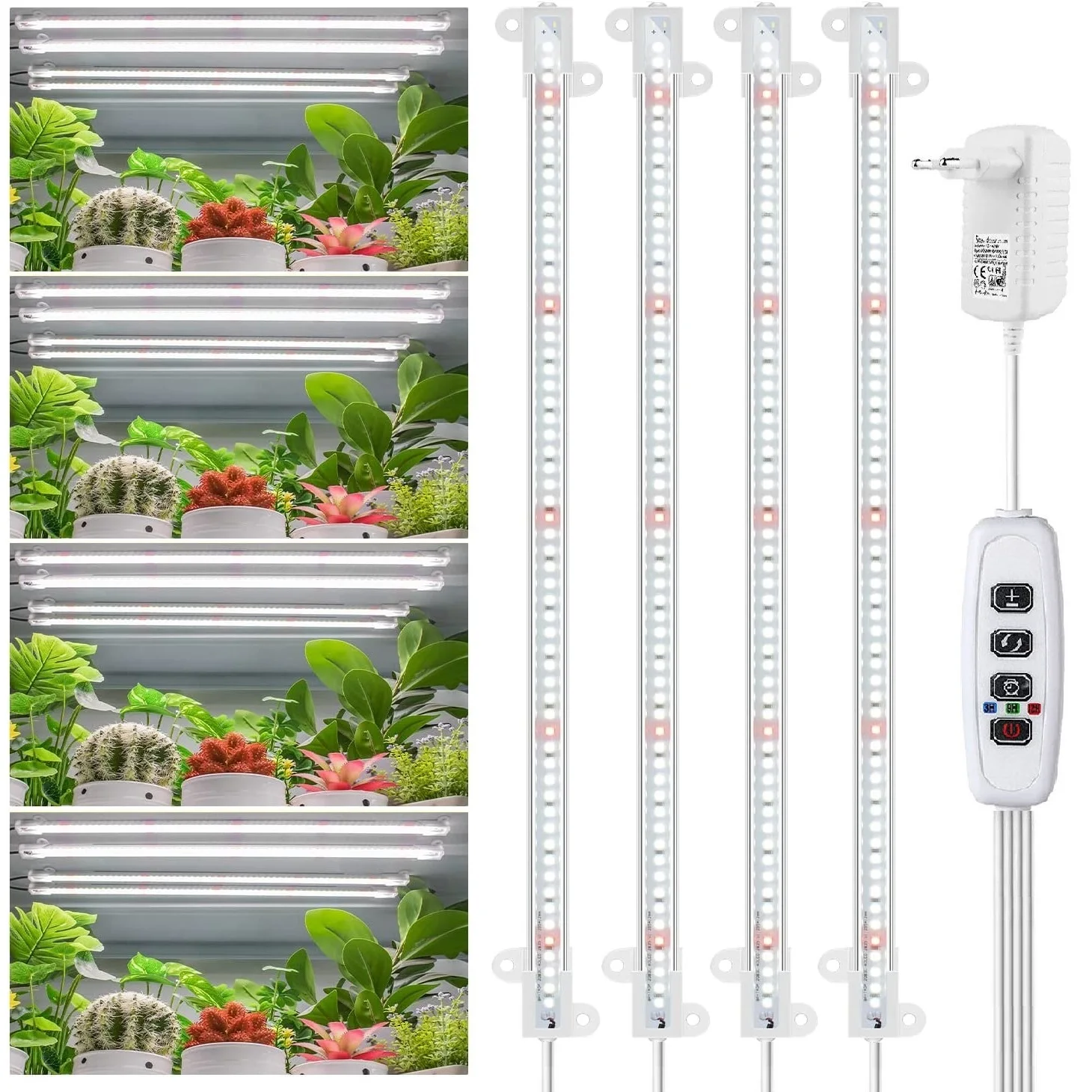 Indoor Grow Light Strip With 3/9/12 Timer Plant Lamp Plants Dimmable ...