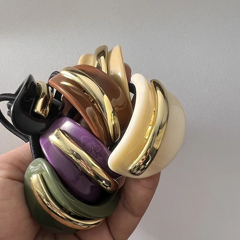 2024-New-Metal-Acrylic-Elastic-Hair-Loop-Hairband-Ponytail-Elastic-Hair ...