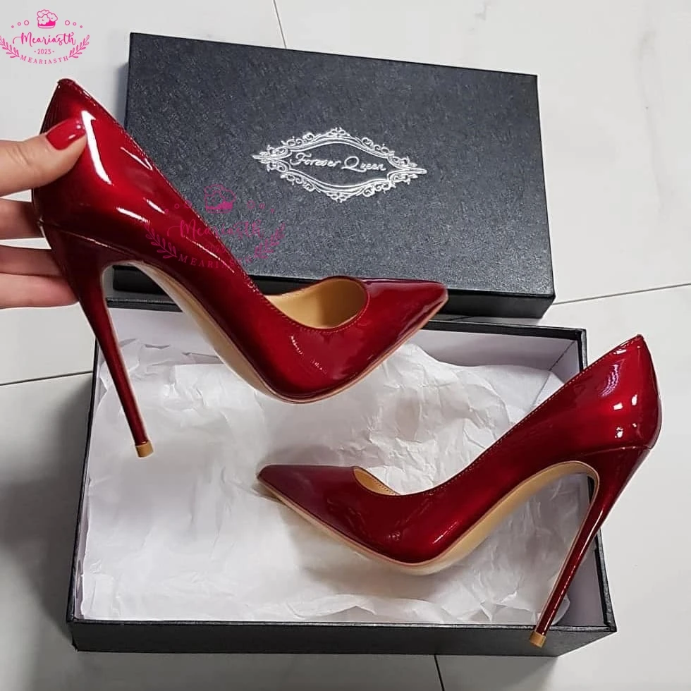 Meariasth-12cm-Red-Pointed-Toe-Pumps-Stiletto-high-Heels-women-Patent ...