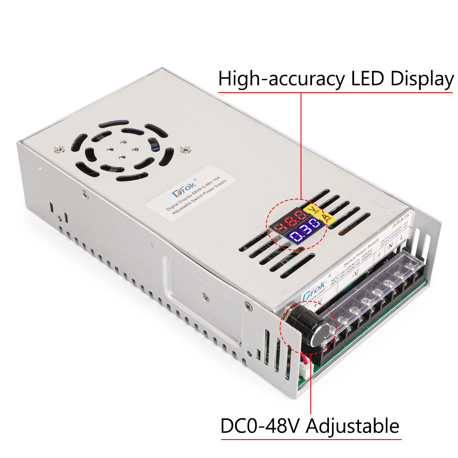 AC220V to DC 48V 10A 480W Dual Display, Variable Transformer