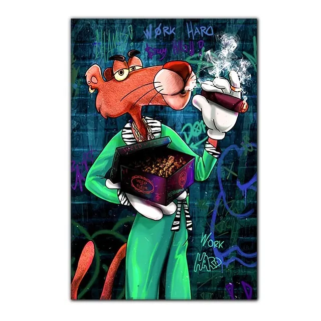 Pink Panther Smoking Weed