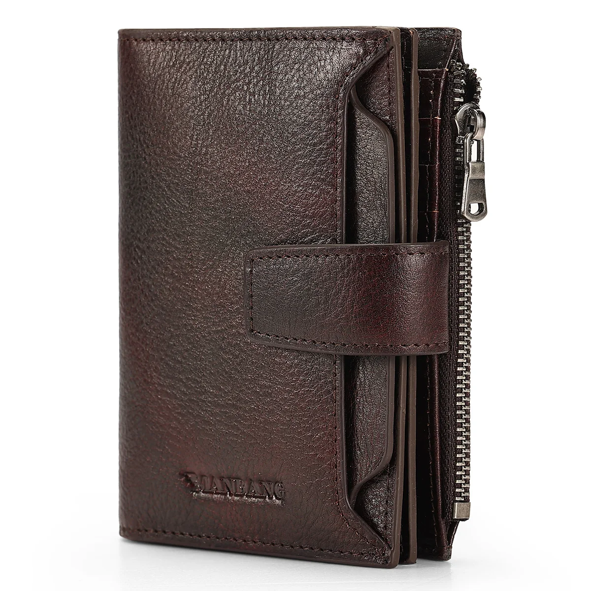 ManBang-New-Genuine-Leather-Men-Wallets-Fashion-Trifold-Wallet-Zip-Coin ...
