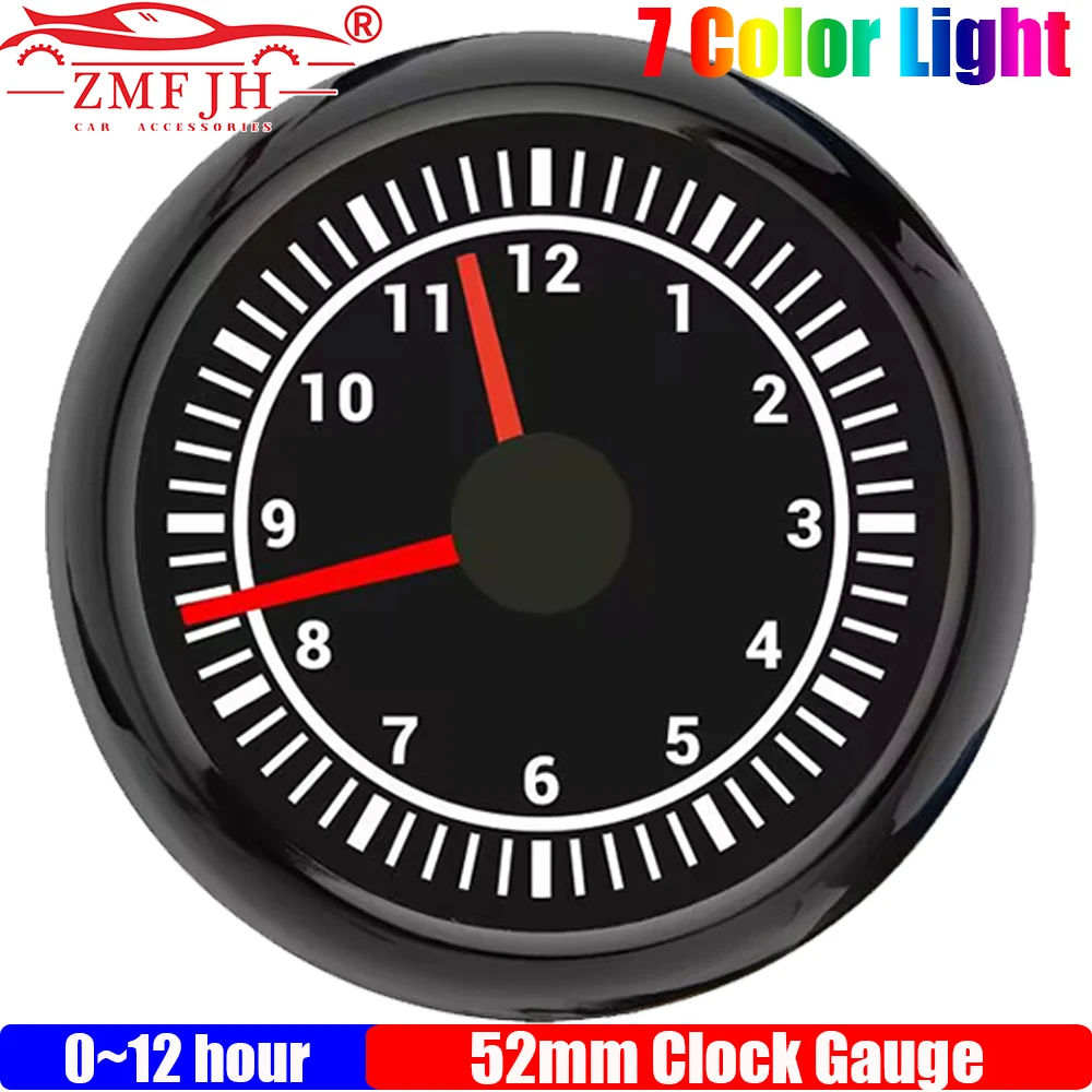 ZMFJH 7 Color Light 0-12 Hours Instrument Pointer 2"52MM Clock Gauge ...