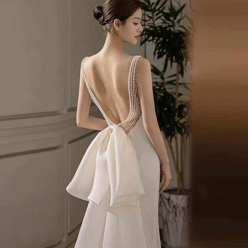 New-ivory-training-long-lady-girl-women-princess-wedding-banquet-party ...
