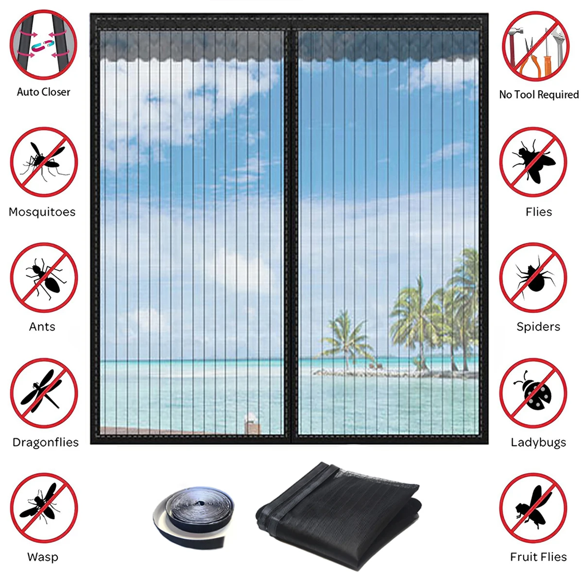 Anti-mosquito net window screen magnetic closing door screen to prevent ...