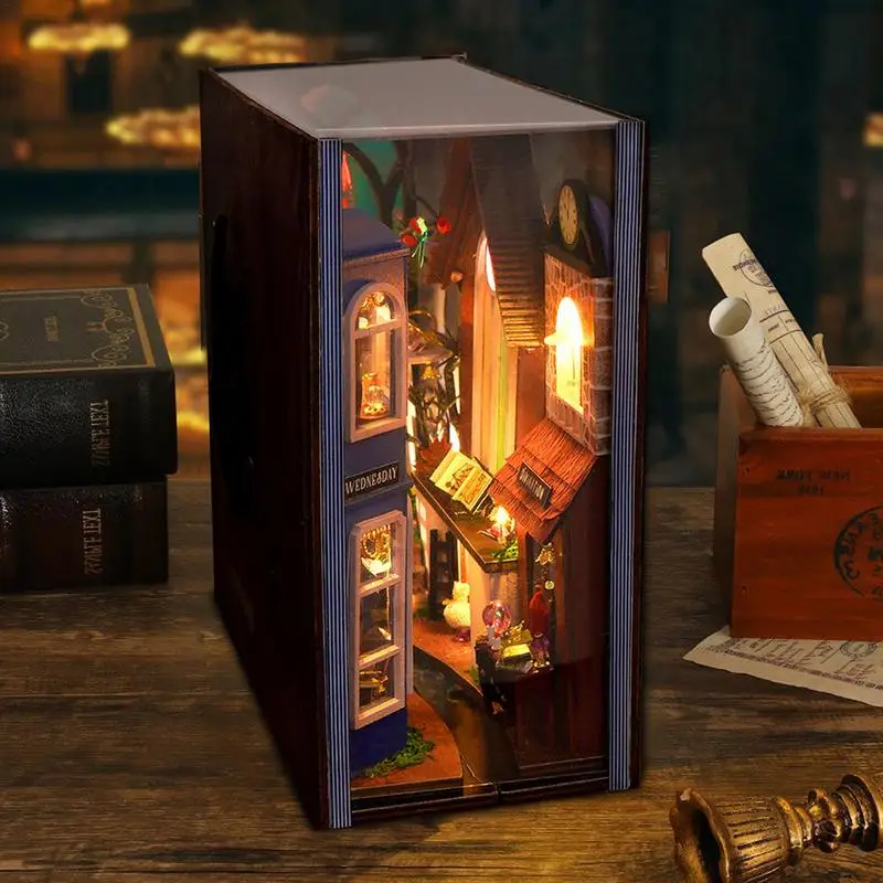 DIY-Book-Nook-Kit-3D-Puzzle-Bookend-Decorative-Bookend-With-LED-Light ...