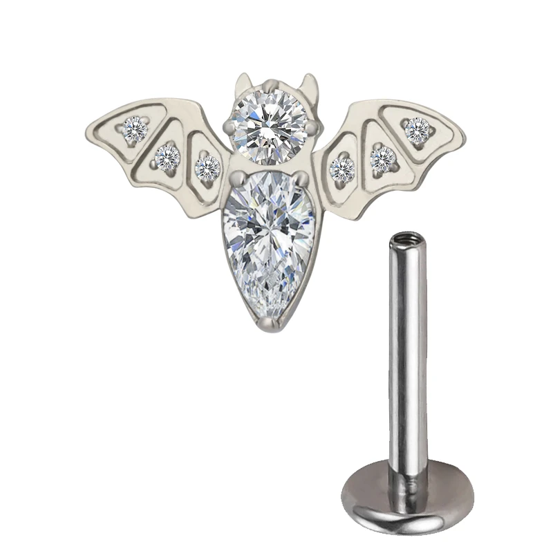 ASTM F136 Titanium PIERC RING bat ear studs labret thread Ear Cartilage ...