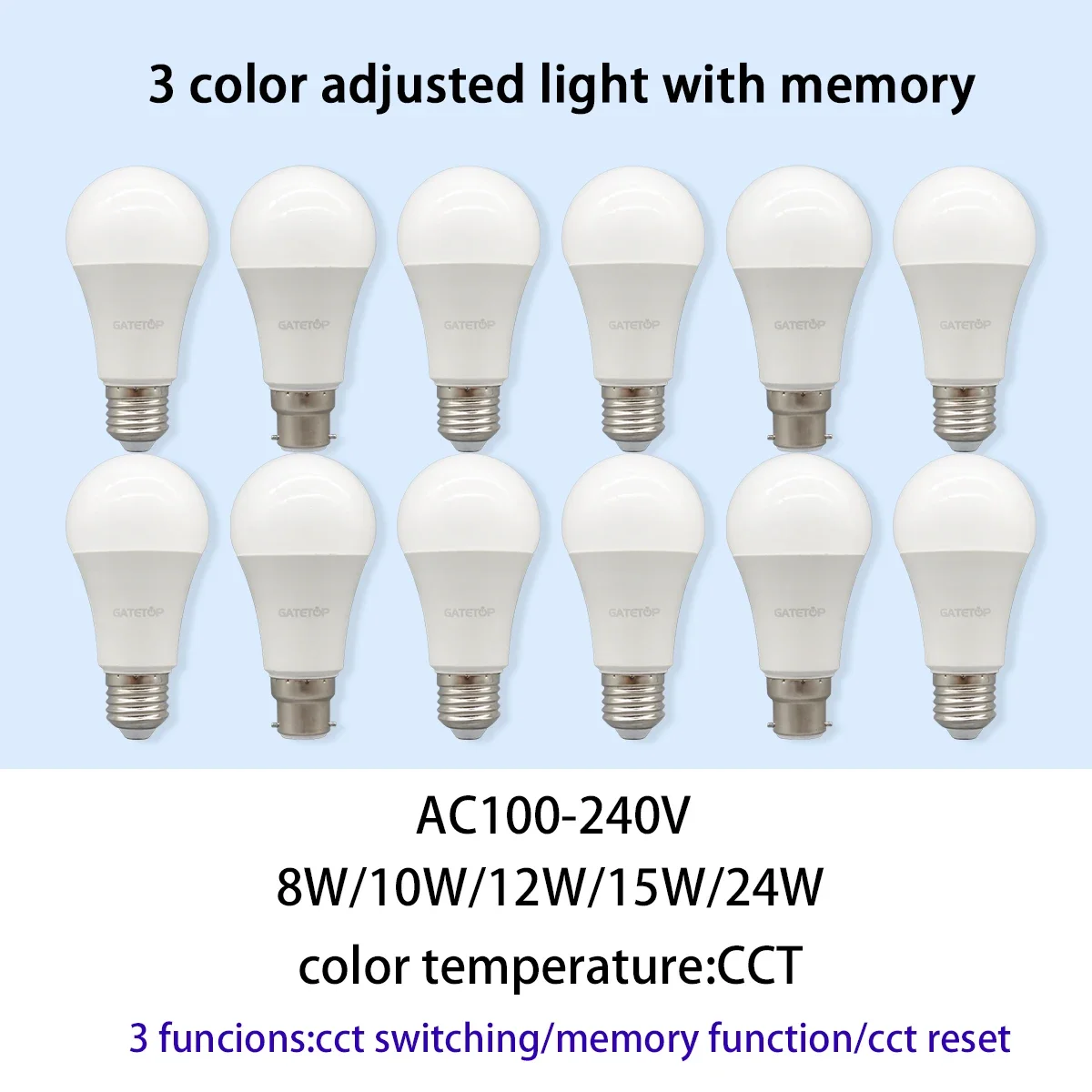6pcs-LED-light-Bulb-Tricolor-Dimming-AC220V-110V-18W-24W-Wall-Switch ...