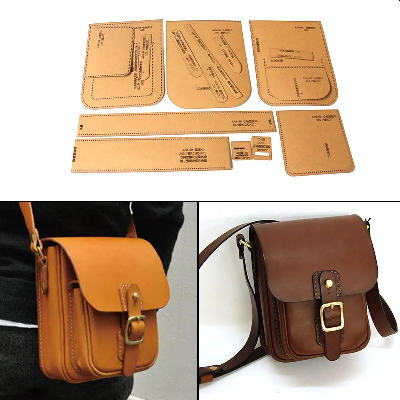 DIY-Leather-Craft-Shoulder-Bag-Messenger-Bag-Die-Cutting-Kraft-Paper ...