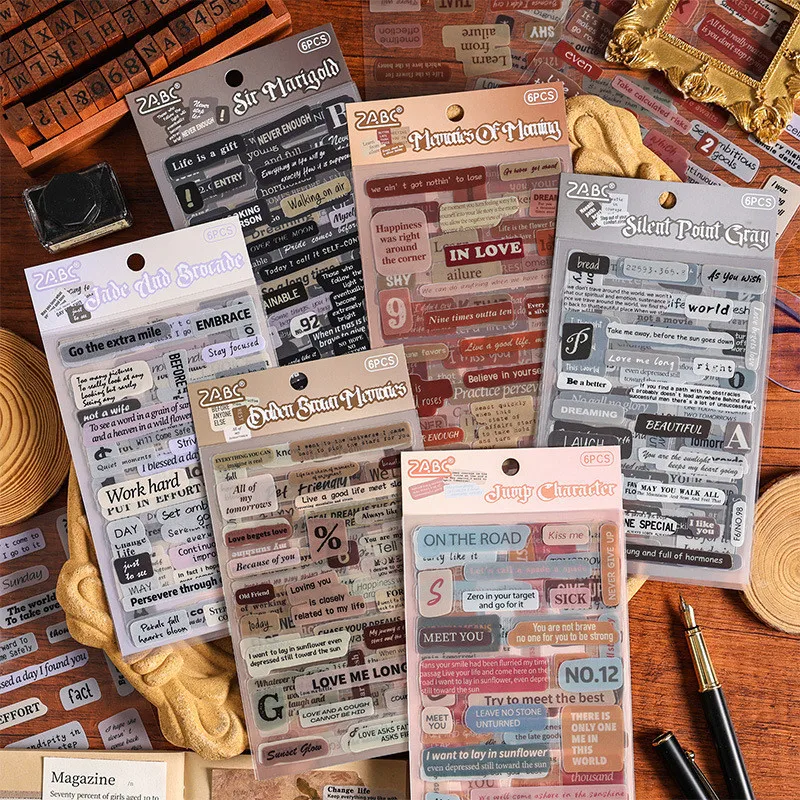 Journamm-6pcs-pack-Vintage-Letters-PET-Stickers-DIY-Scrapbooking ...