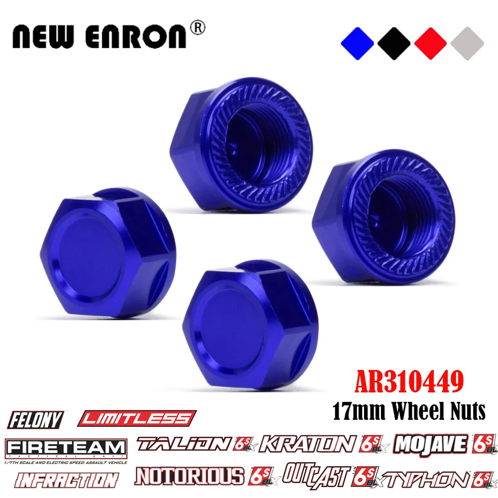 4Pc Aluminum 17mm Wheel Nuts Locker Cover AR310449 For RC Car ARRMA 6S ...