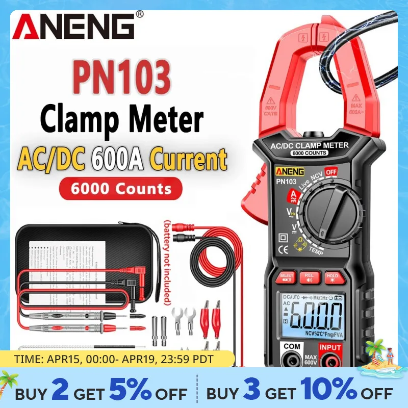 ANENG-PN103-6000-Counts-Digital-Clamp-Meter-Multimeter-600A-AC-Current ...