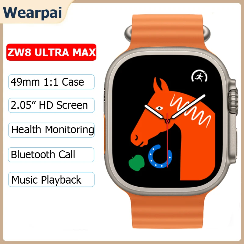 Smart Watch 49mm Zw8 Heart Rate Monitor 8 Smartwatch Band Men Women ...