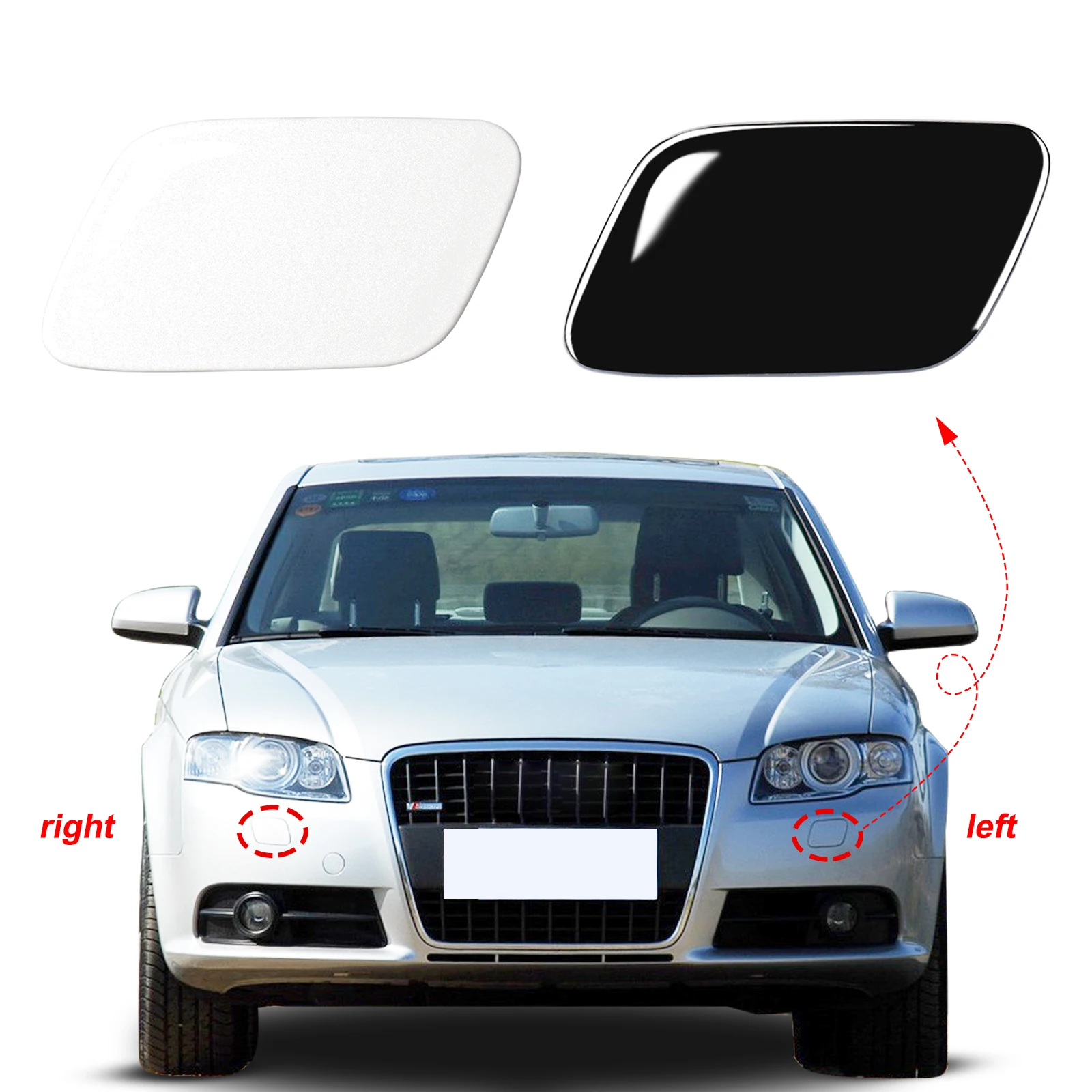 Front-Bumper-Headlight-Washer-Cover-Headlamp-Jet-Spray-Cap-For-Audi-A4 ...
