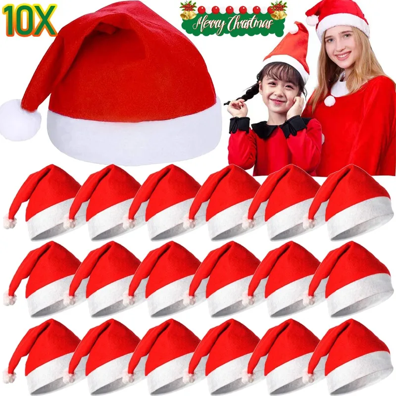 Adults-Kids-Christmas-Hats-Non-woven-Fabric-Santa-Claus-Xmas-Beanies ...