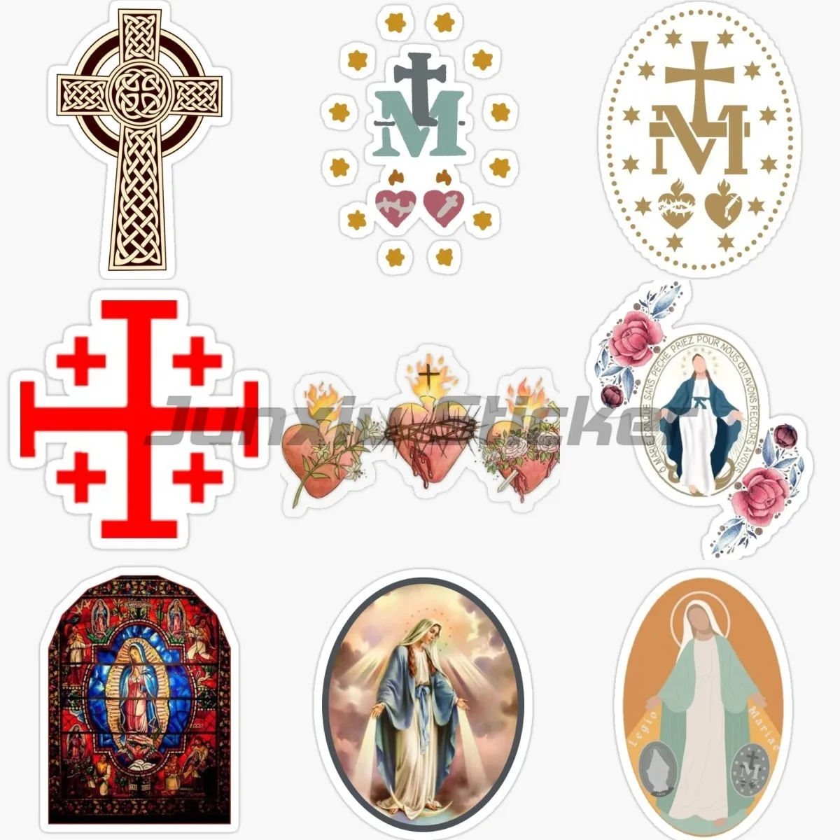 Rosary-Virgin-Mary-Fatima-Heart-Catholic-Sticker-Waterproof-Sunscreen ...