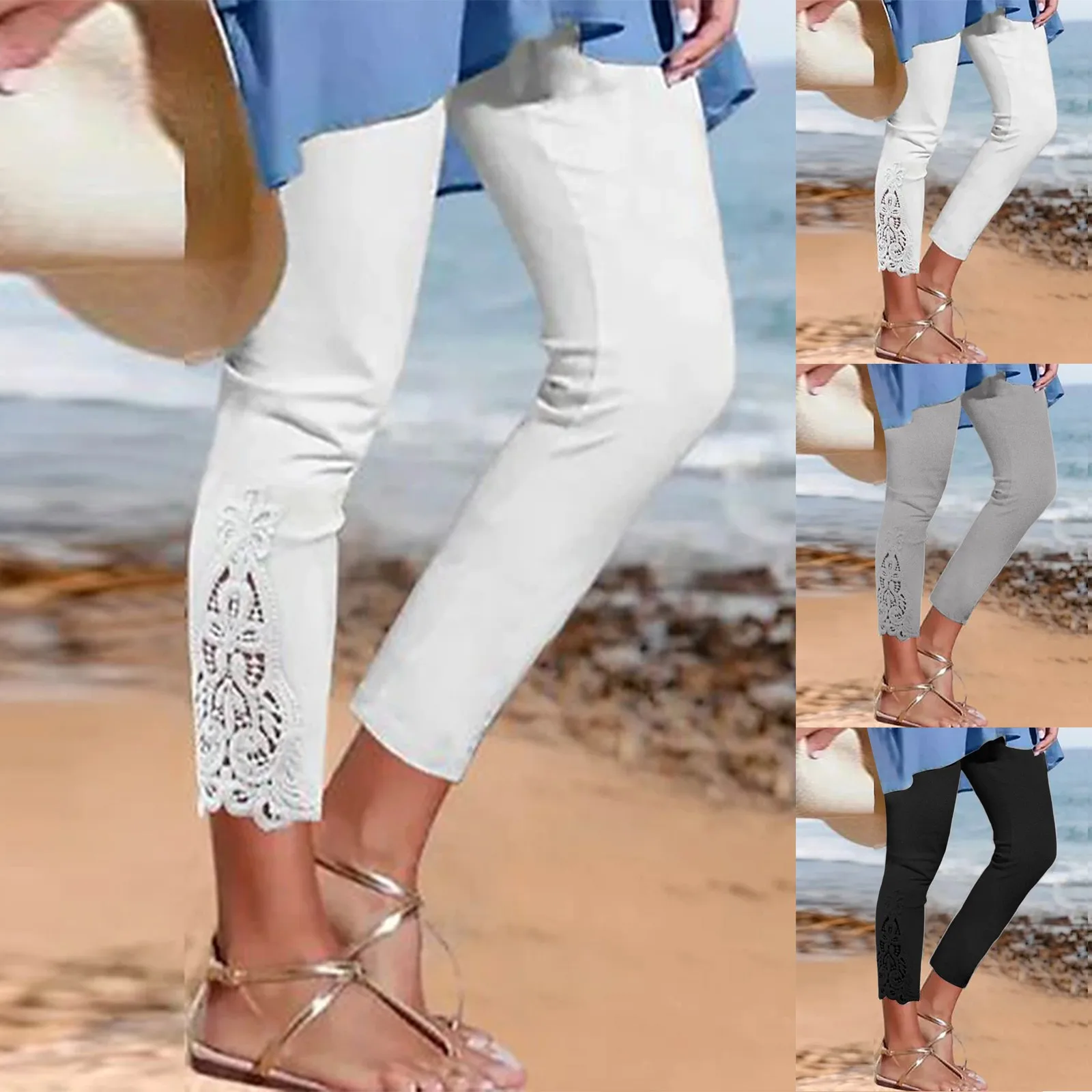 Mallas-largas-con-decoraci-n-de-encaje-para-mujer-pantalones-finos-de ...