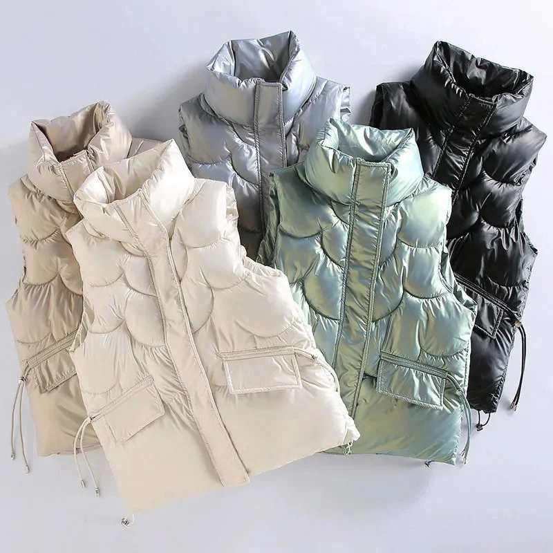 2023 New Women Winter Vests Cotton Padded Sleeveless Coat Female Waterproof Waistcoat Student ...