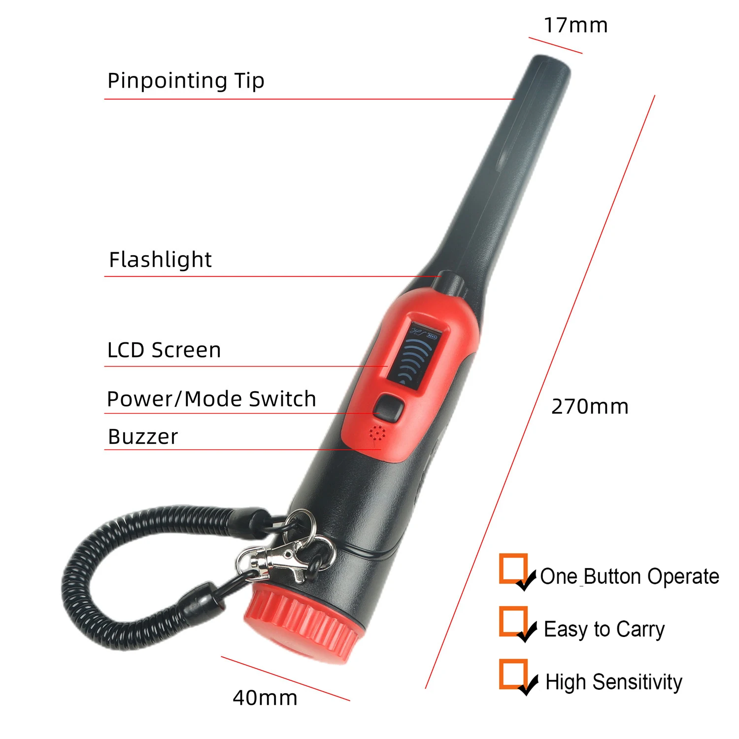 Fully-Body-Waterproof-Pinpoint-Metal-Detector-Pinpointer-Underwater ...