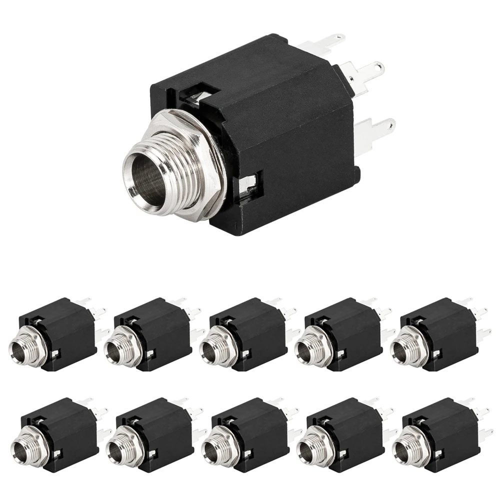 10PCS Audio 1/4" Jack Female 6.35mm TRS Stereo Panel Mount Socket 6 Pin ...