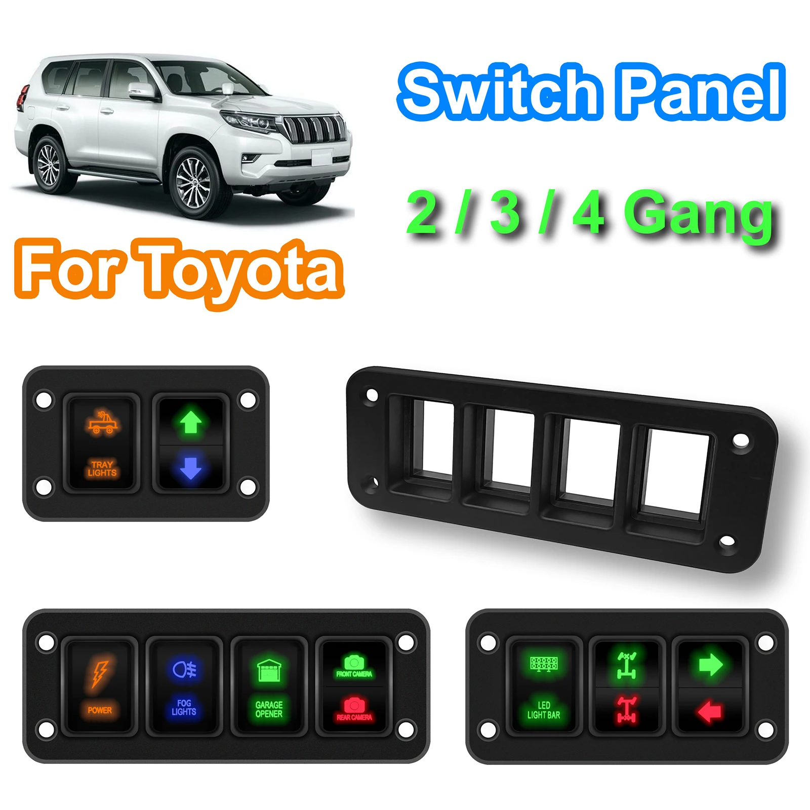 2 / 3 / 4 Gang Push Switch Panel Black Plastic Holder Housing for ...