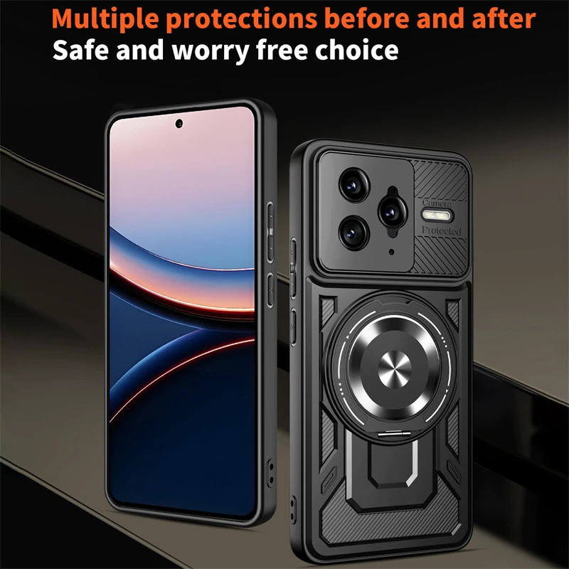 Shockproof Magnetic Case For Poco X7 F7 Pro Armored 360 ° Rotating ...