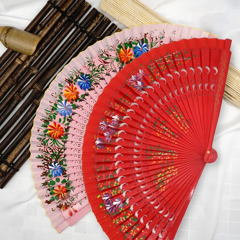 Wooden-Folding-Fan-Spanish-Double-sided-Painted-Hand-Fan-Dancing ...
